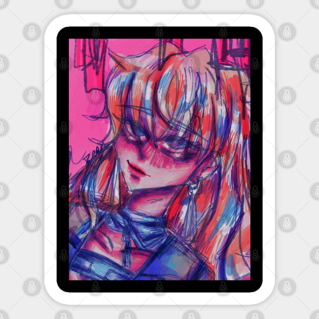 Anime Girl Orange And Blue Anime Girls Sticker Teepublic